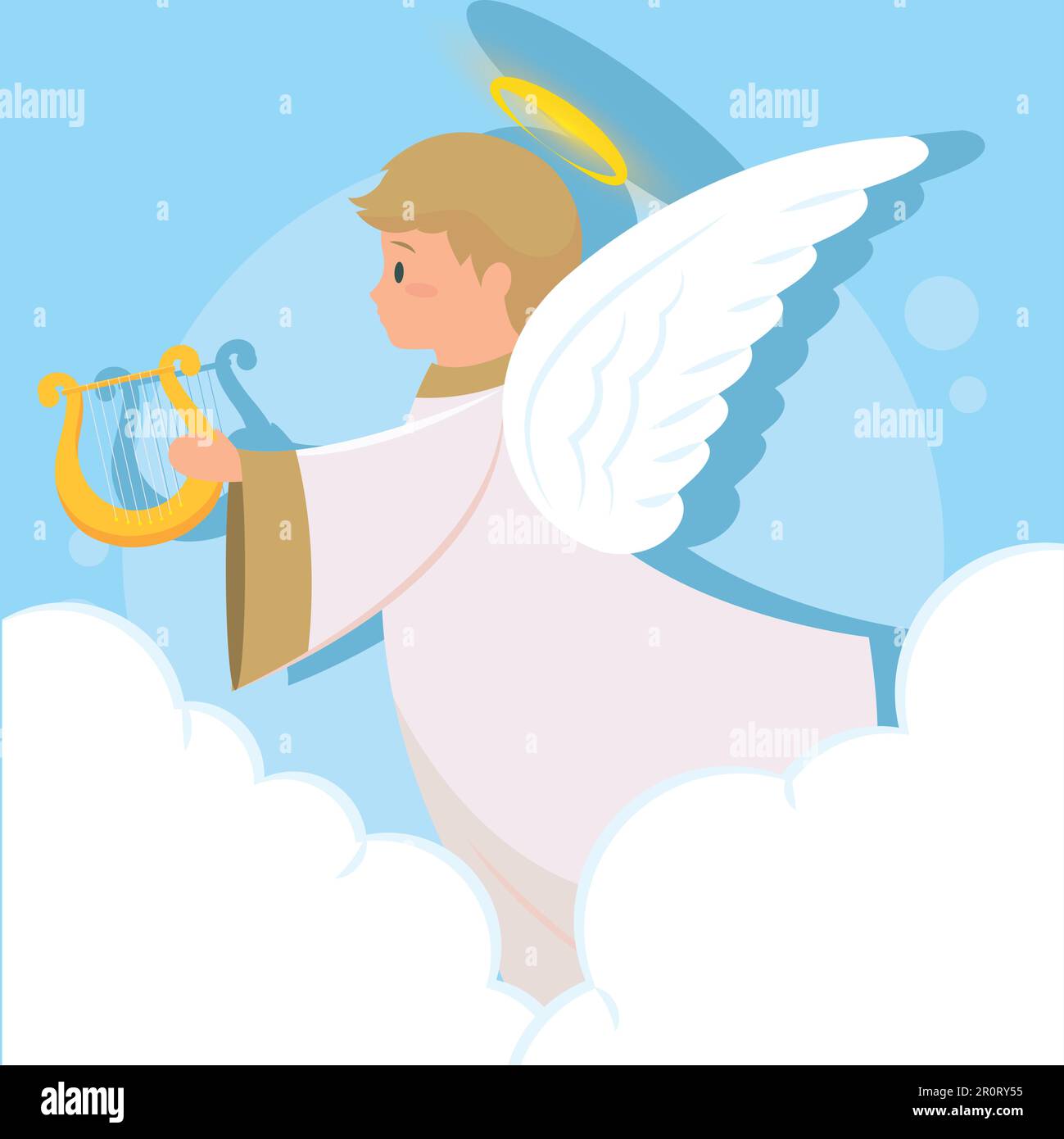 Isolated cute angel cartoon character on clouds Vector Stock Vector ...