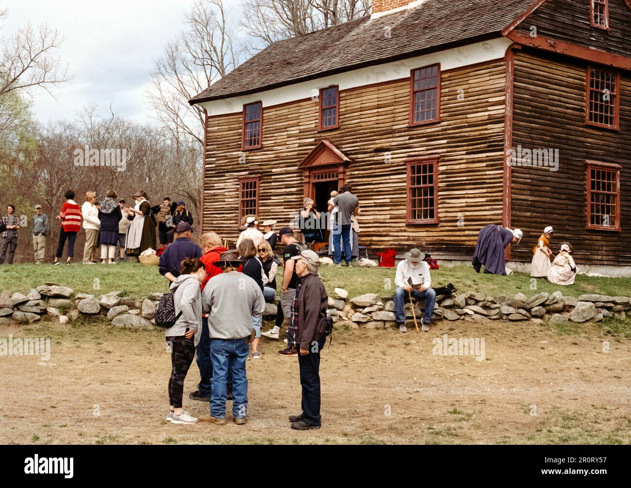 Lexington, Massachusetts USA - April 2023 - Visitors and actors ...