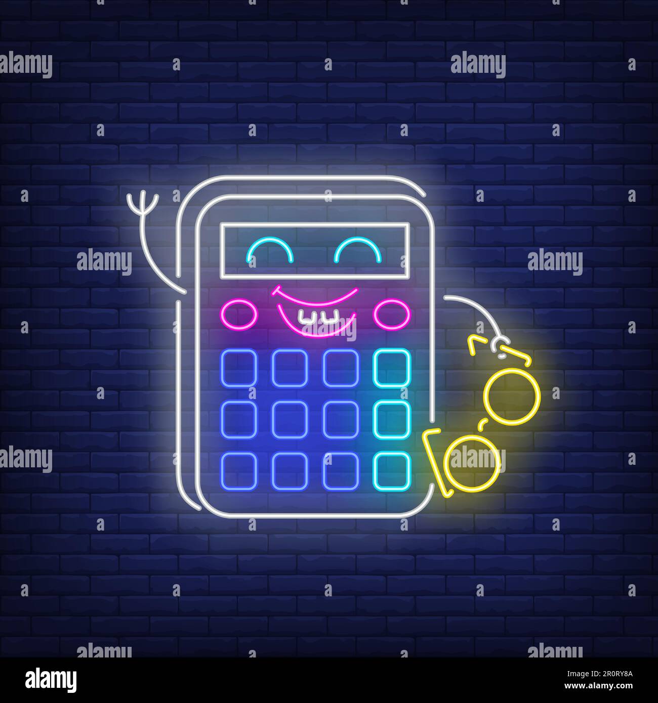 Calculator cartoon character neon sign Stock Vector Image & Art - Alamy