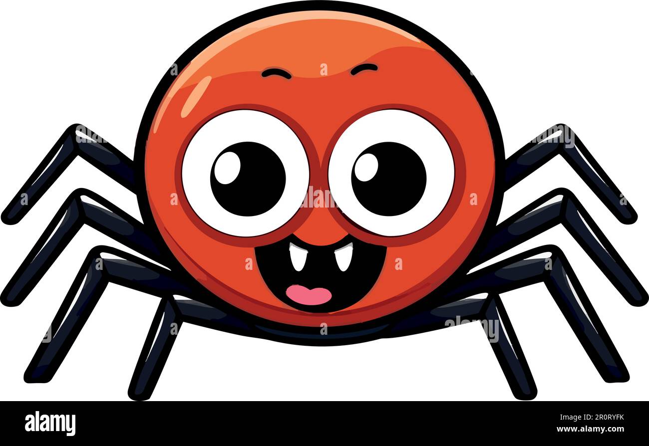 Vector illustration Halloween spider. Hand draw cute blue spider ...