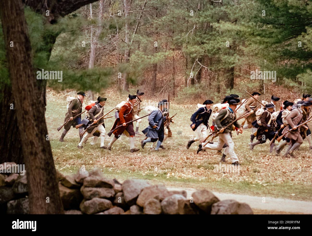 Lexington, Massachusetts USA - April 2023 - Colonial and British troops ...