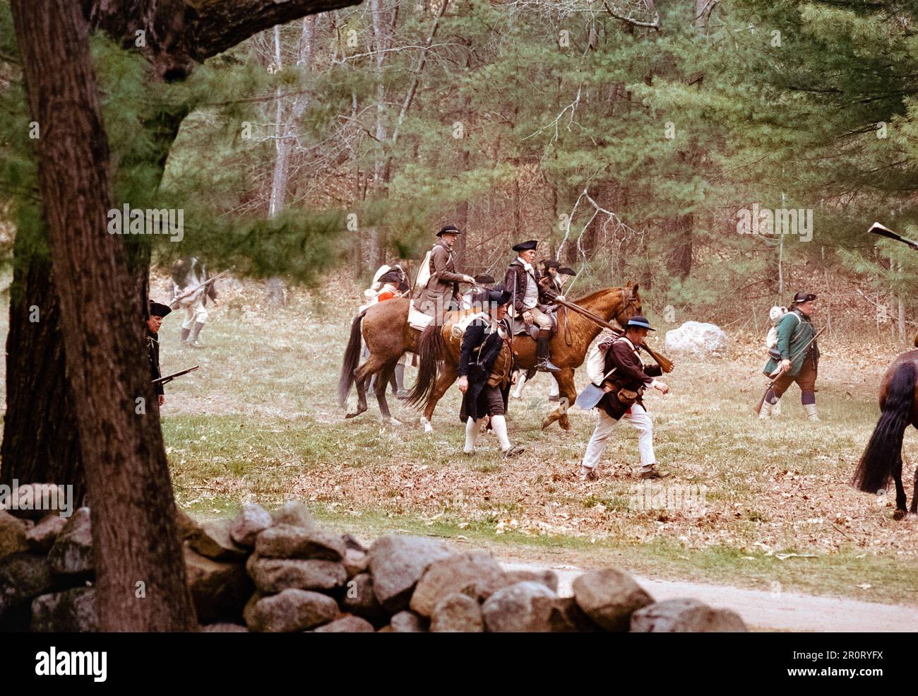 Lexington, Massachusetts USA - April 2023 - Colonial and British troops ...