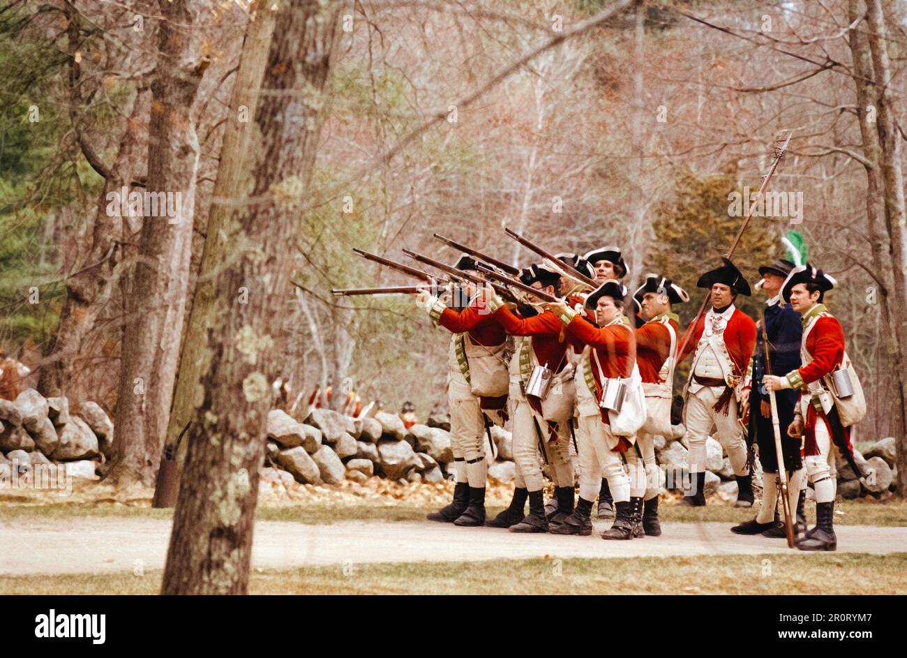 Lexington, Massachusetts USA - April 2023 - Colonial and British troops ...
