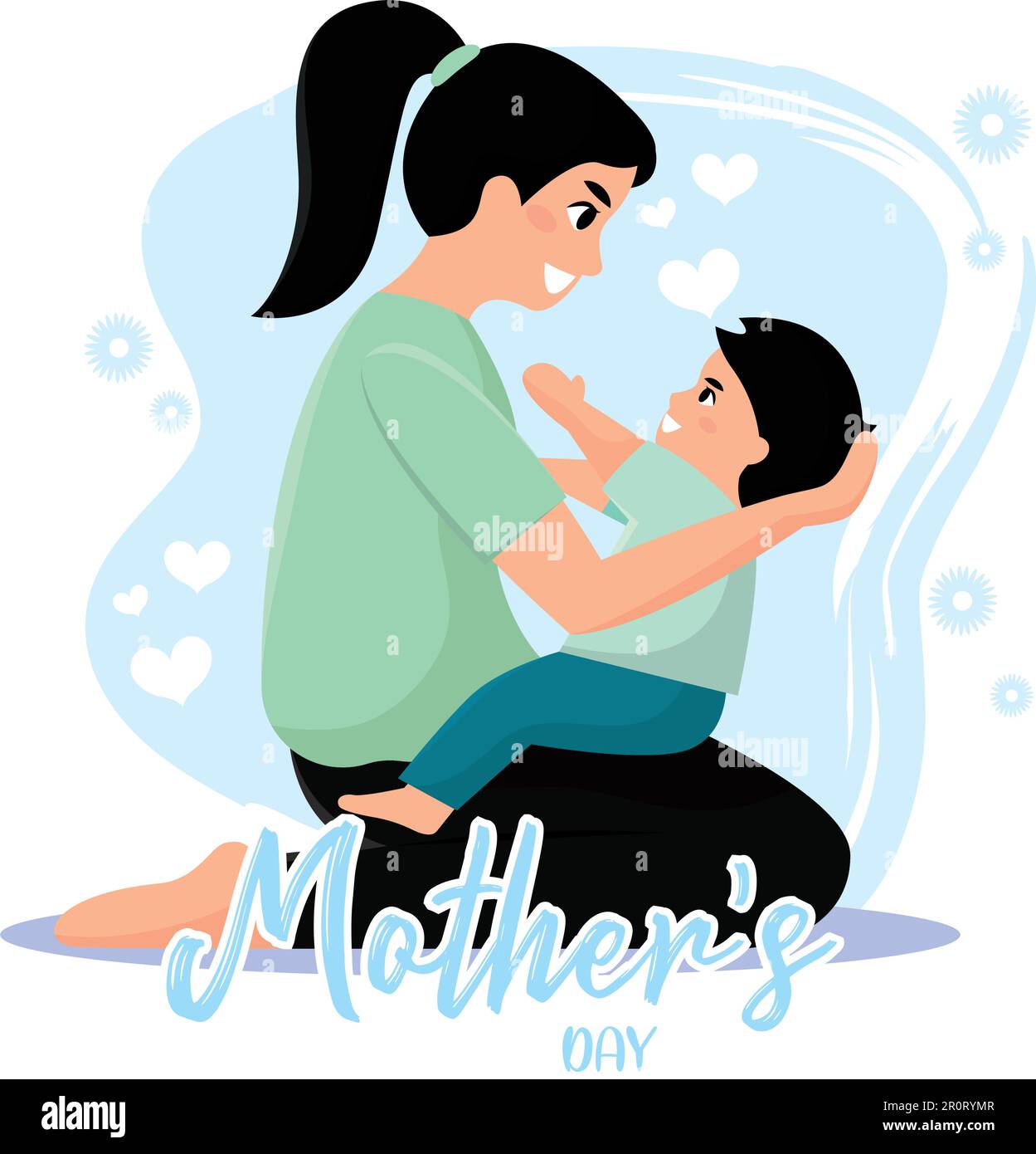 Cute mother hugging her son Happy mother day Vector Stock Vector Image ...