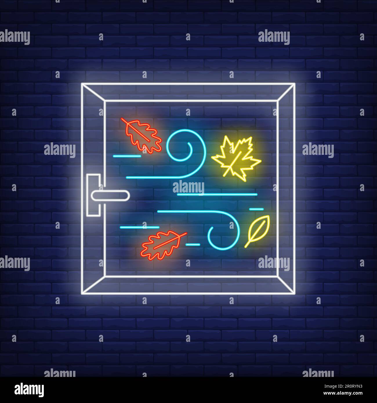 Neon sign window night Stock Vector Images - Alamy