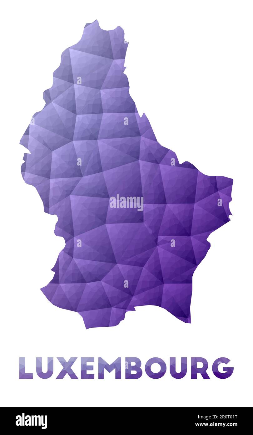 Map of Luxembourg. Low poly illustration of the country. Purple ...