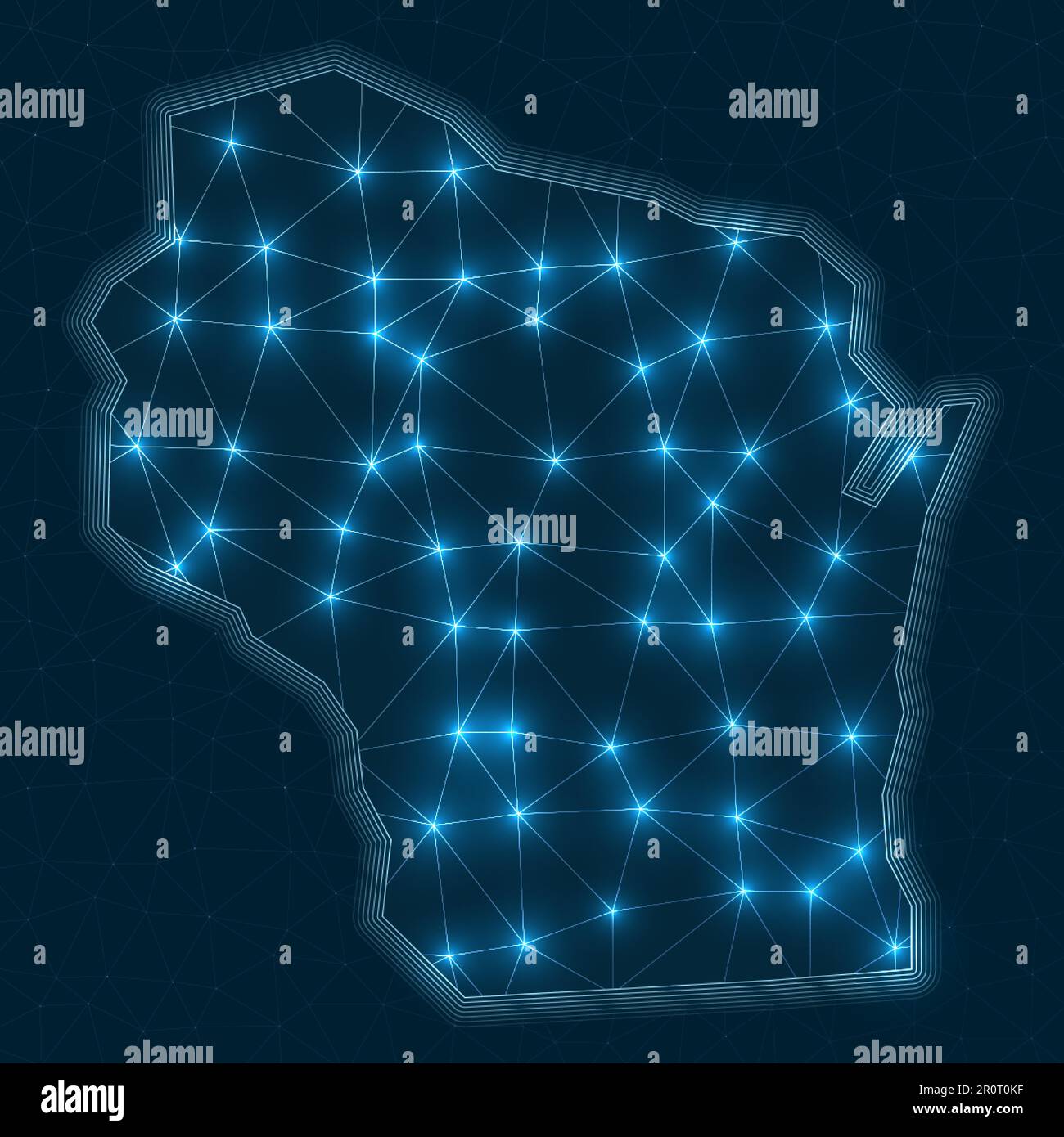Wisconsin network map. Abstract geometric map of the US state. Digital ...