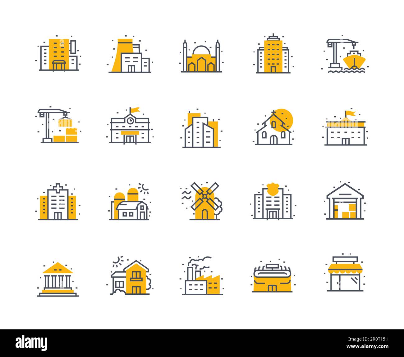 Buildings icons color set Stock Vector Image & Art - Alamy