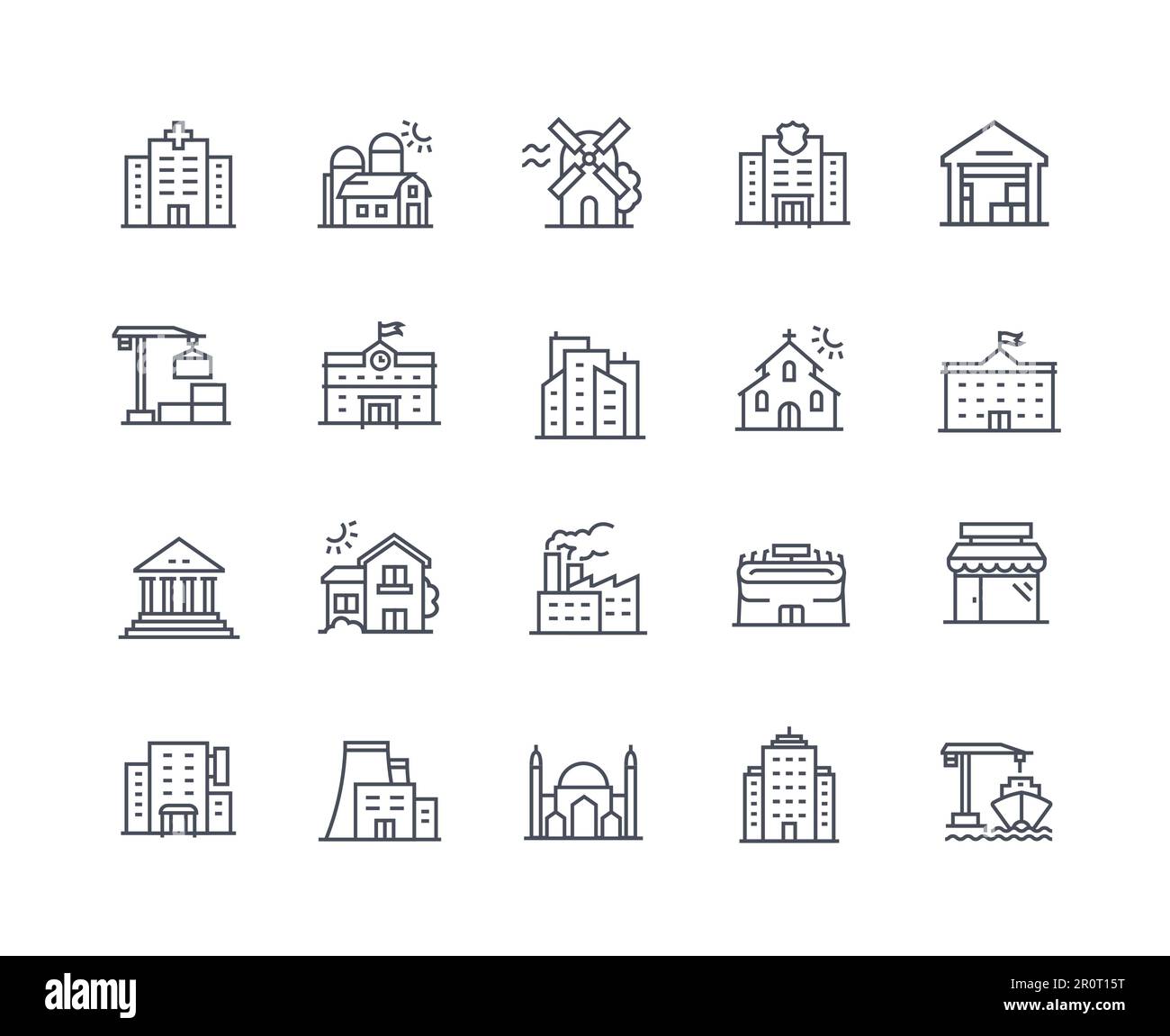 Buildings icons outline set Stock Vector Image & Art - Alamy