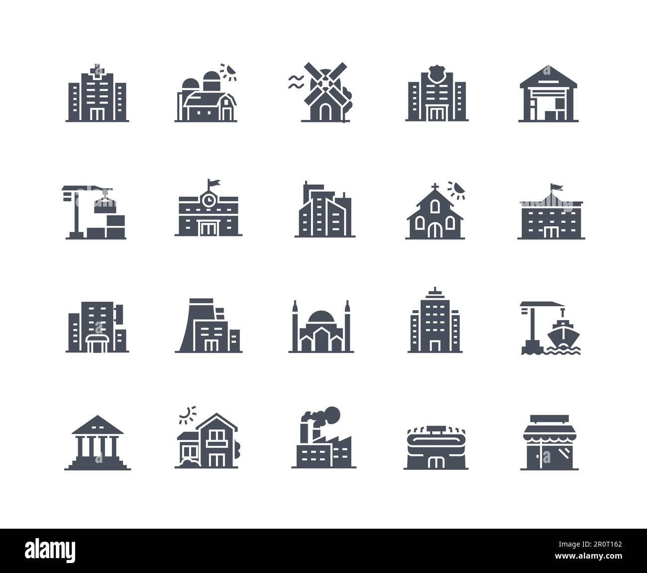 Buildings icons black set Stock Vector Image & Art - Alamy