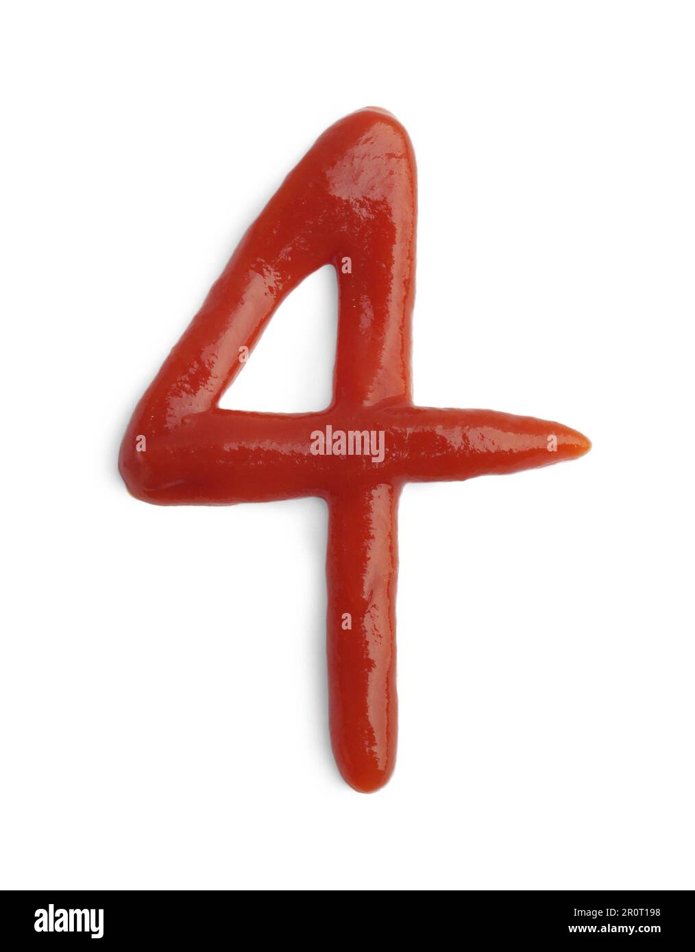Number four written by ketchup on white background Stock Photo - Alamy