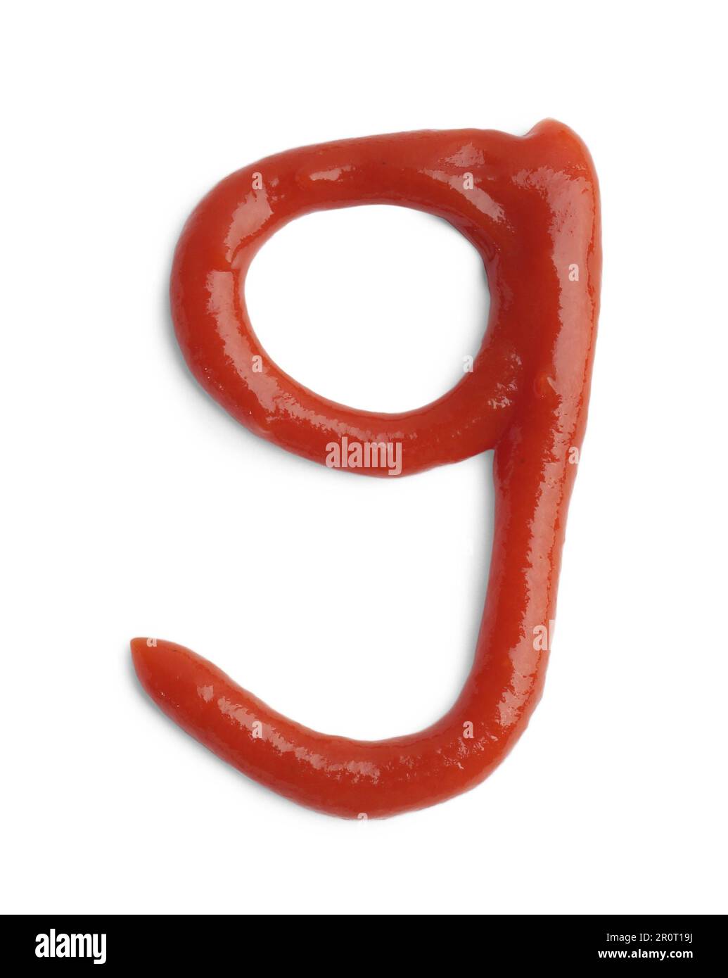 Number nine written by ketchup on white background Stock Photo - Alamy
