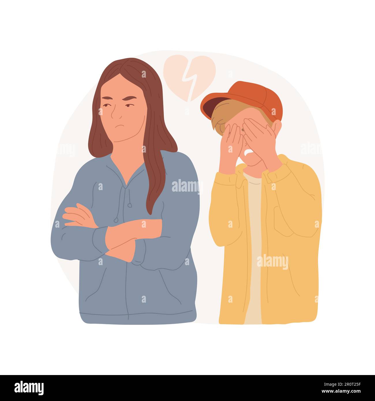 Break up isolated cartoon vector illustration. Teens problems in ...