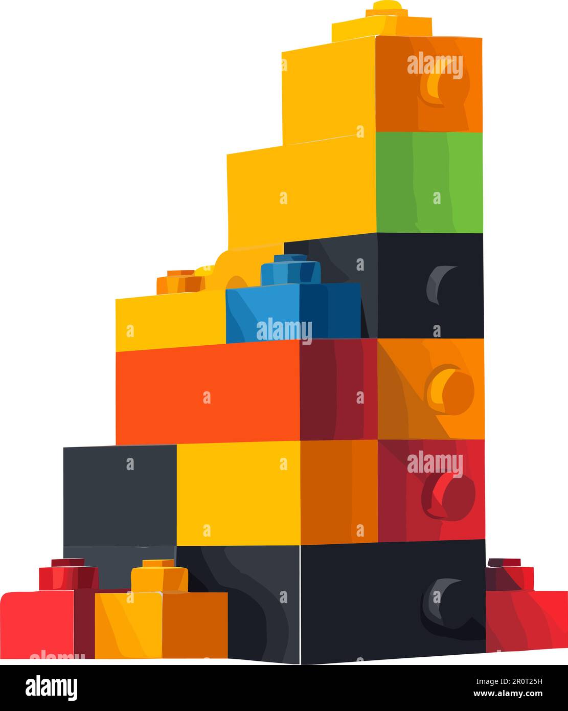 Plastic building blocks toys on white background Stock Vector Image ...
