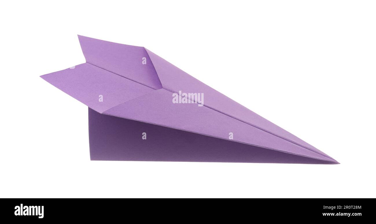 Handmade purple paper plane isolated on white Stock Photo - Alamy