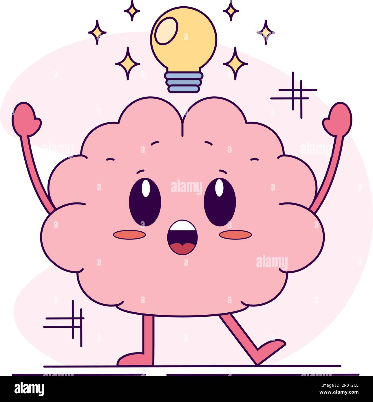 Isolated cute happy brain cartoon character with an idea Vector Stock ...