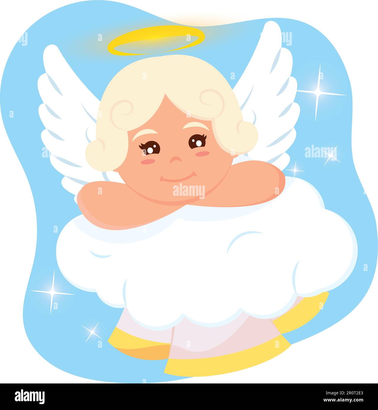 Isolated cute angel cartoon character on clouds Vector Stock Vector ...