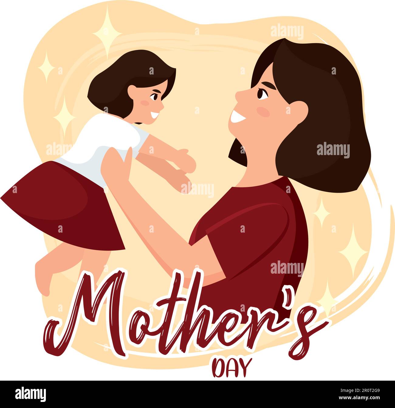 Cute mother hugging her daughter Happy mother day Vector Stock Vector ...