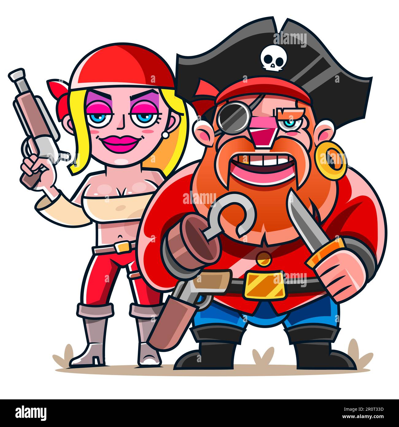 Cutout silhouette of the captain of a pirate ship in a hat with a skull ...