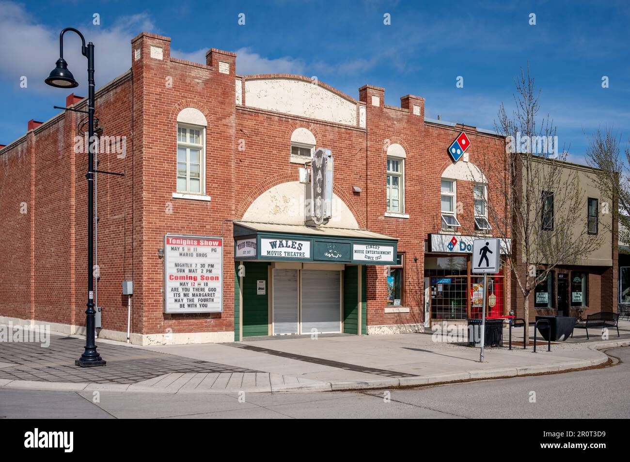 High River, Alberta - May 7 2023: Wales Movie Theatre on main street in ...