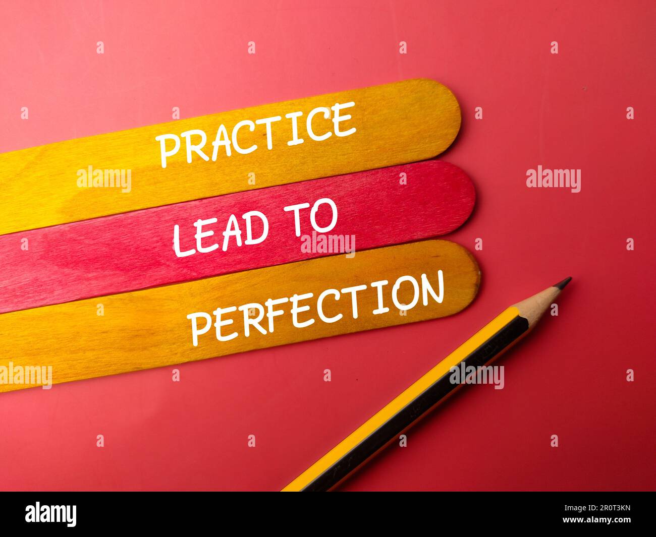 Pencil and colorful stick with the word PRACTICE LEAD TO PERFECTION on ...