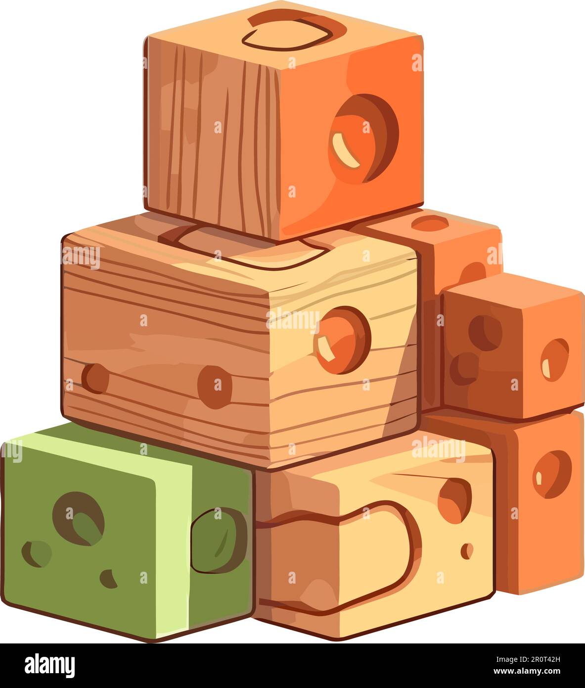 Stack of cute cartoon bricks on white background Stock Vector Image ...