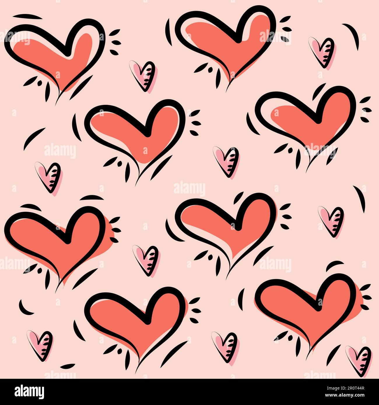 Hand drawn illustration background with heart shapes Vector Stock ...