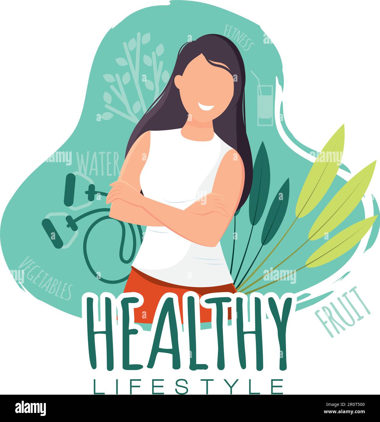 Isolated cute girl healthy abstract character Healthy lifestyle Vector ...