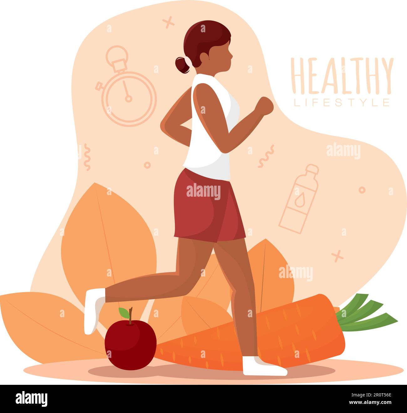 Isolated cute girl healthy abstract character running Healthy lifestyle ...