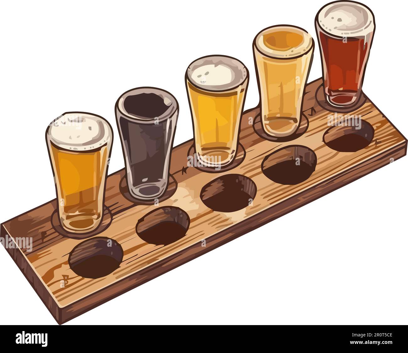 Foamy beer mugs on wooden table background Stock Vector Image & Art - Alamy