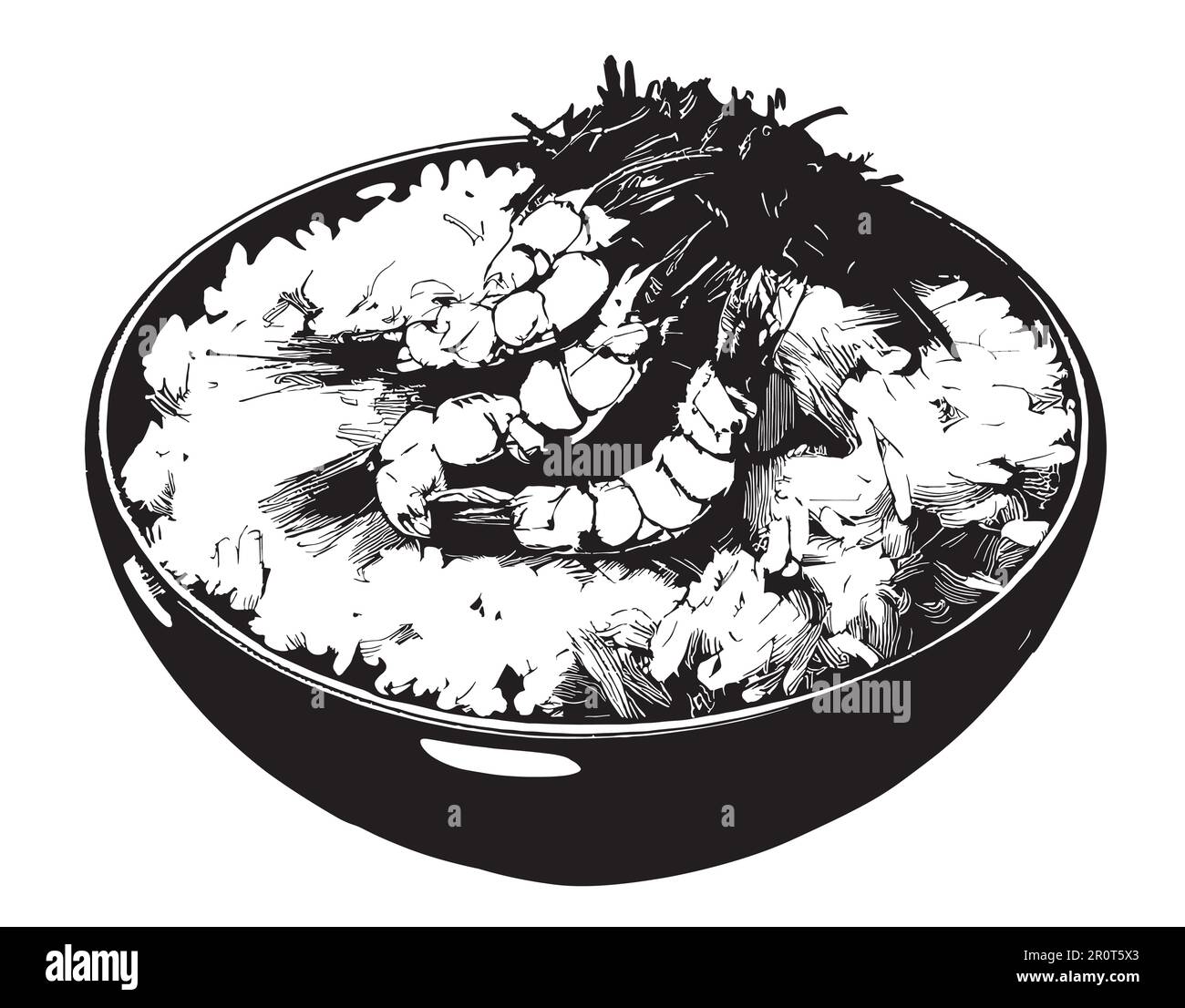 Shrimp rice silhouette sketch hand drawn in doodle style illustration ...
