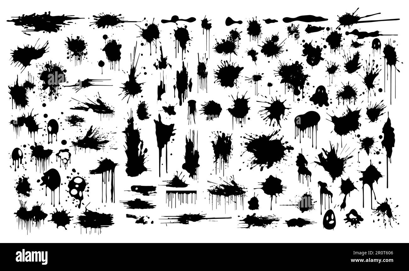 Black ink spots set on white background. Ink illustration Stock Vector ...
