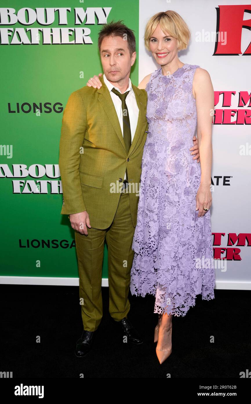 Sam Rockwell and Leslie Bibb attend the "About My Father" premiere at ...