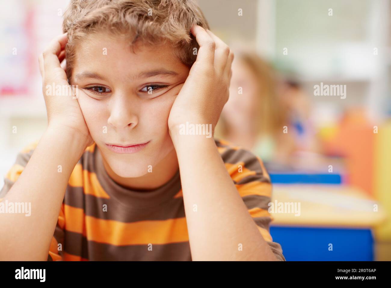 He needs someone to talk to - Juvenile Depression. Young boy at his ...