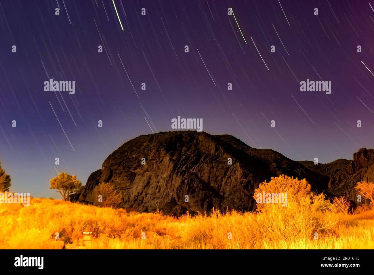 Night Sky with Star Trails in Big Bend National Park,Texas Stock Photo ...