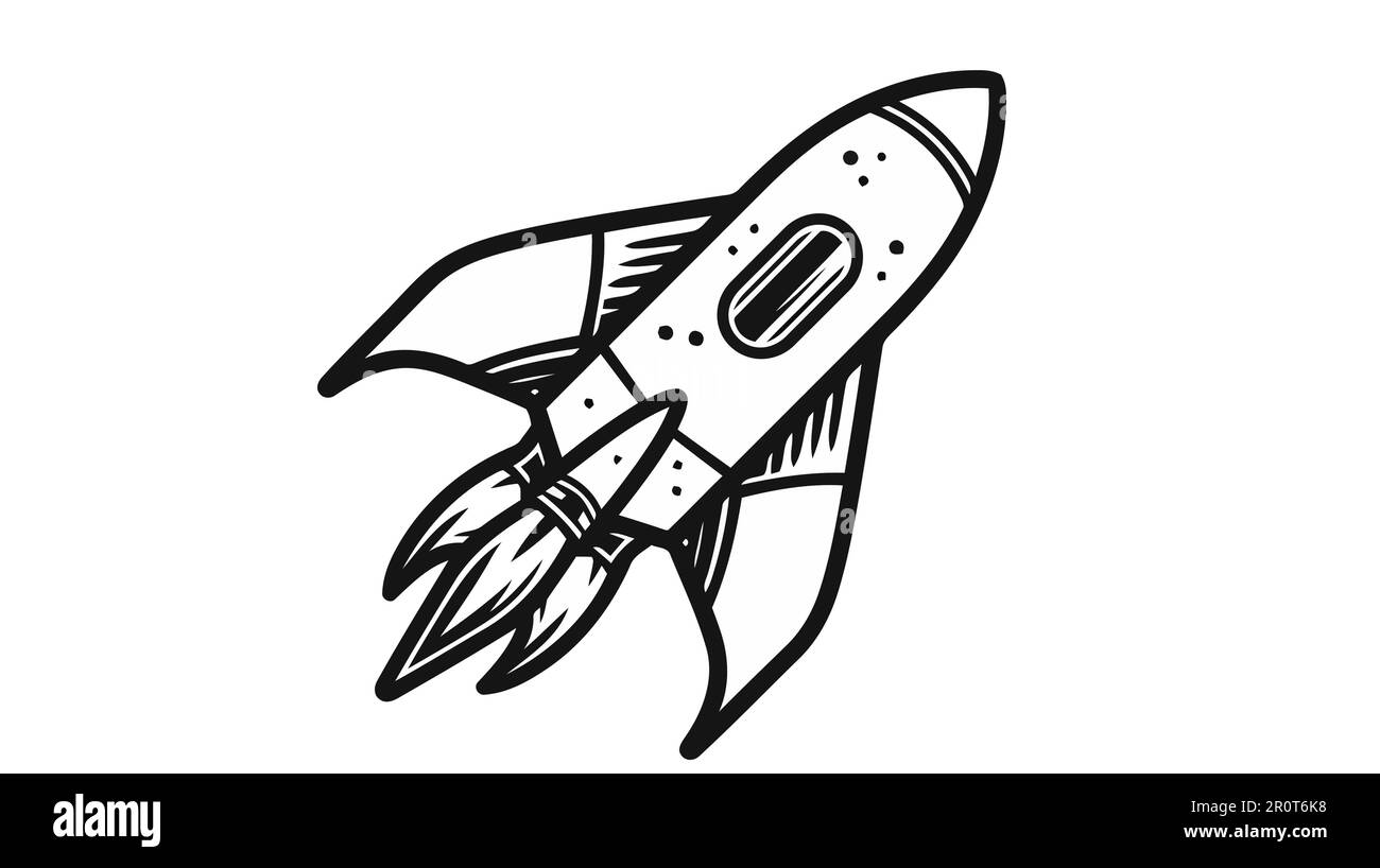 Cartoon rocket space ship take off, isolated vector illustration ...