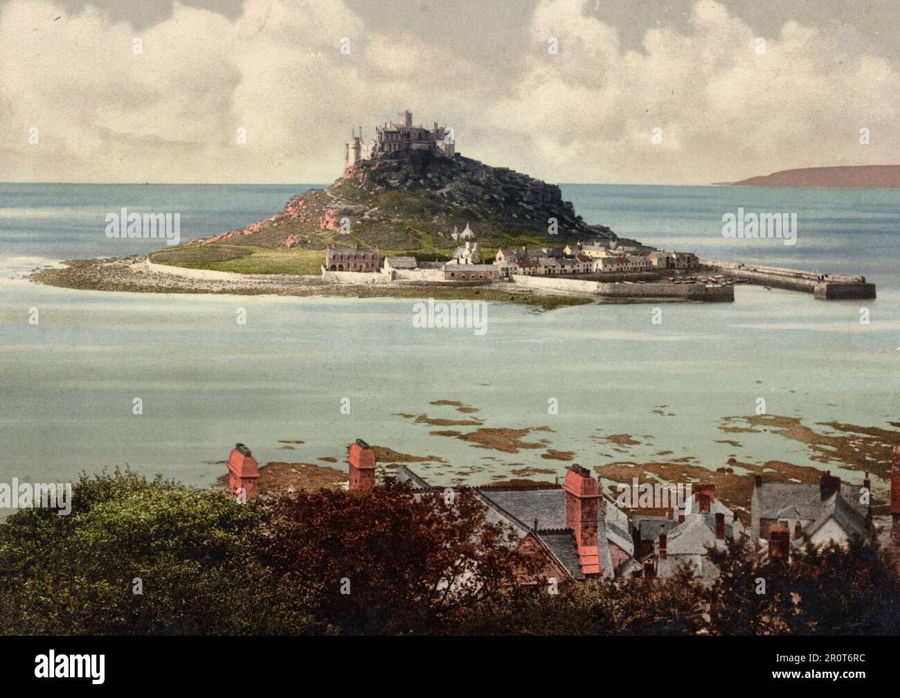 Penzance - St. Michael's Mount - Bird's-eye view of mount on island ...