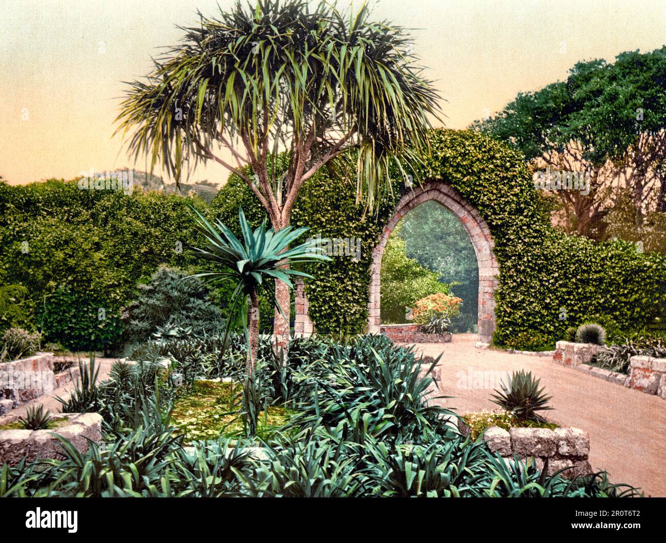 Scilly Isles, Tresco Abbey, old arches, Cornwall, England, circa 1900 ...