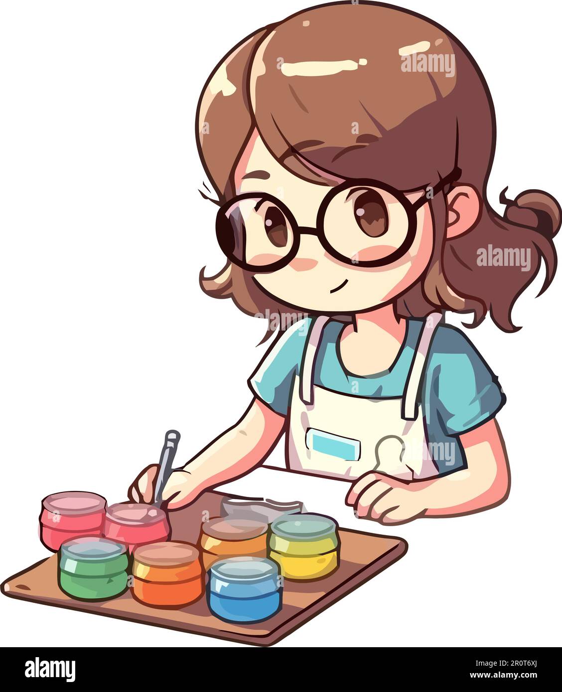 Smiling child chef painting with creativity Stock Vector Image & Art ...