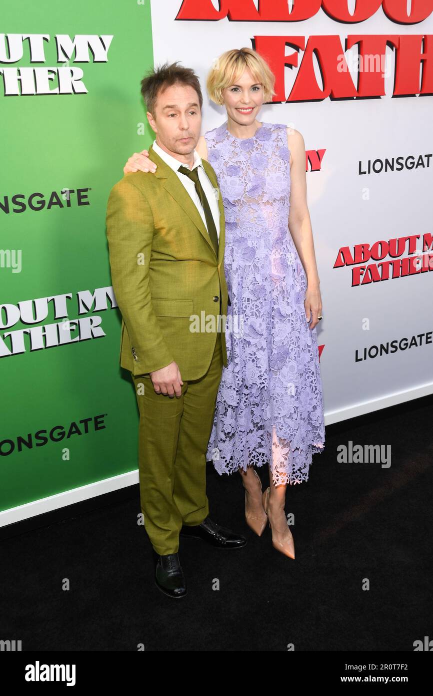 New York, USA. 09th May, 2023. Sam Rockwell and Leslie Bibb walking the ...