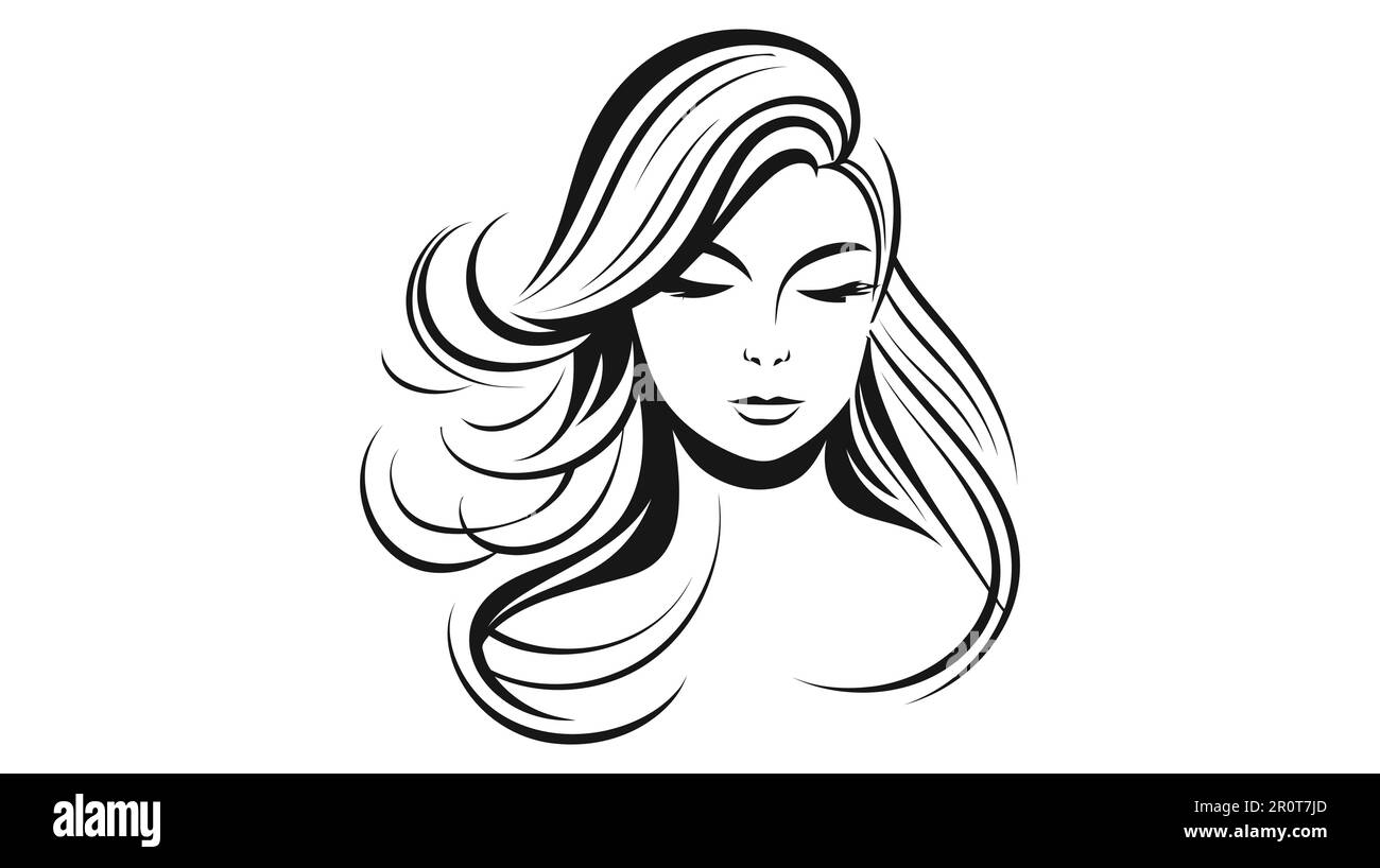 Beautiful silhouette of girl, woman. Salon logo, vector illustration on ...