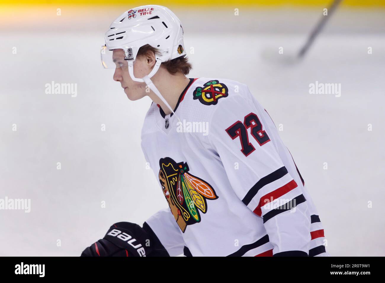 NHL profile photo on Chicago Blackhawks player Alex Vlasic at a game ...