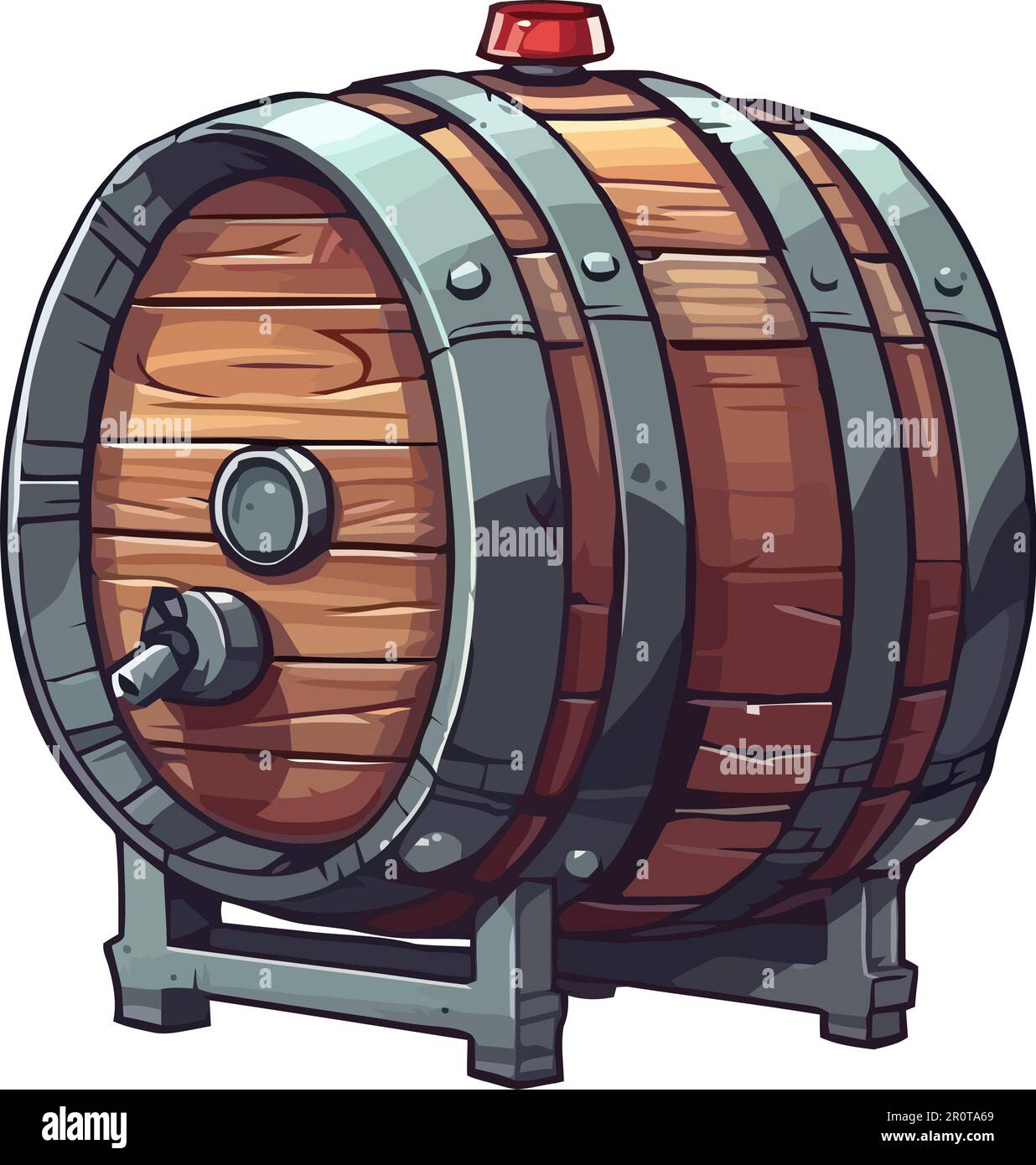 Old fashioned whiskey keg, wood barrel container Stock Vector Image ...