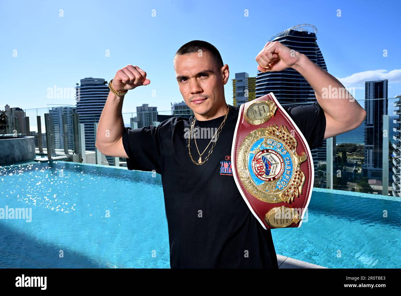 Australian boxer Tim Tszyu poses for a photograph during a press ...