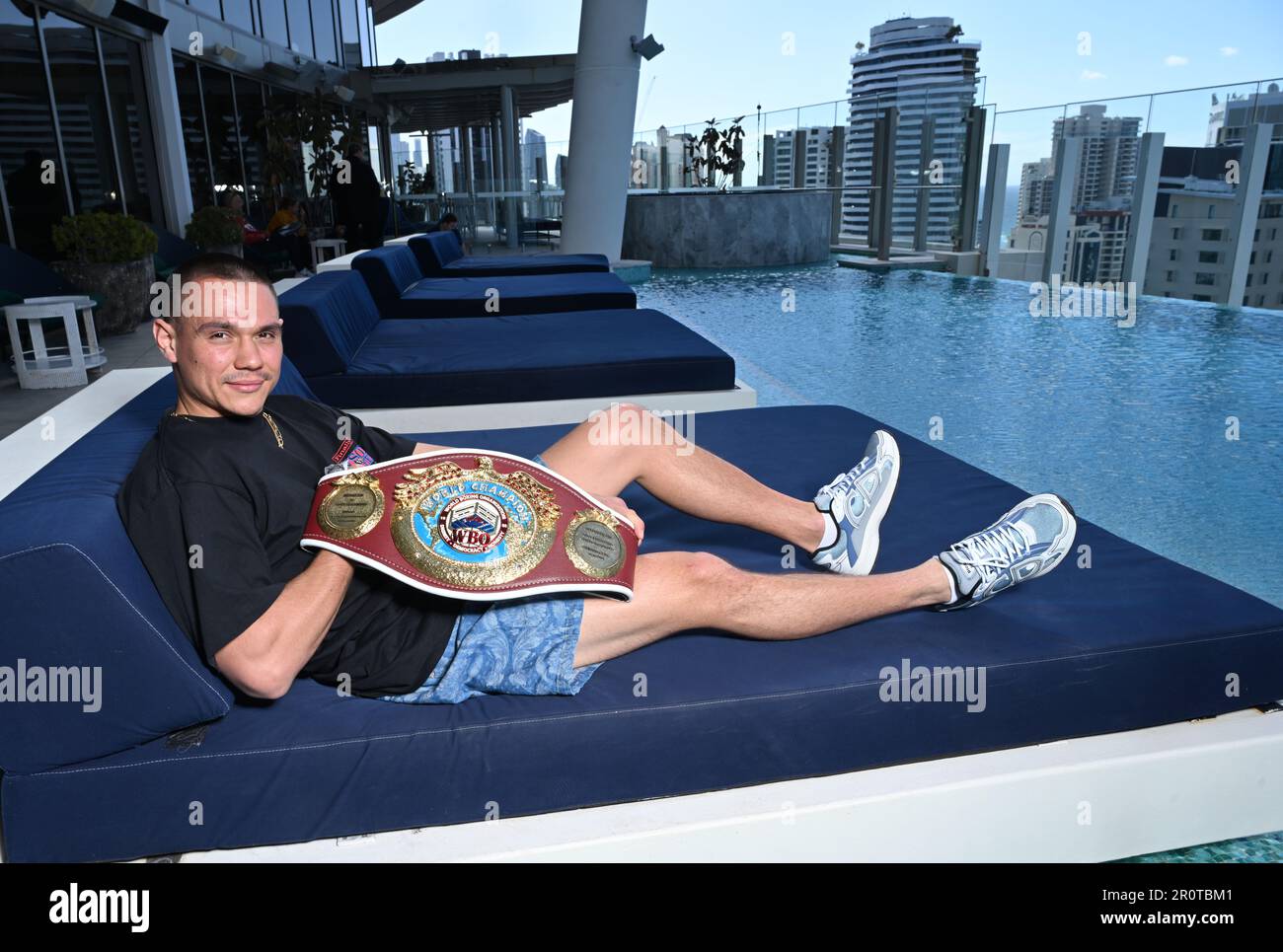 Australian boxer Tim Tszyu poses for a photograph during a press ...