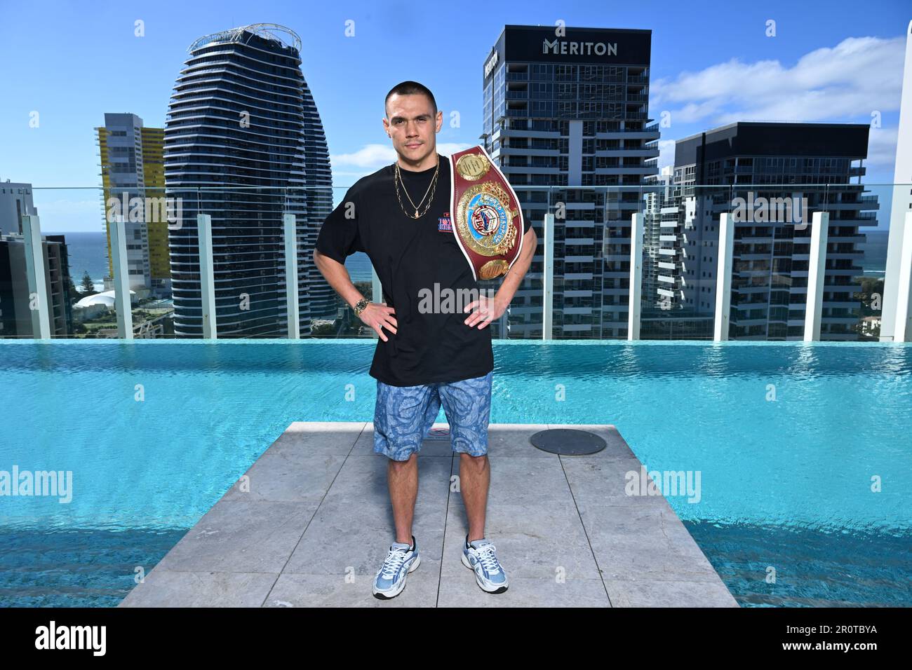 Australian boxer Tim Tszyu poses for a photograph during a press ...