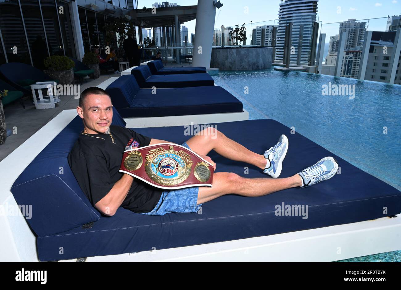 Australian boxer Tim Tszyu poses for a photograph during a press ...