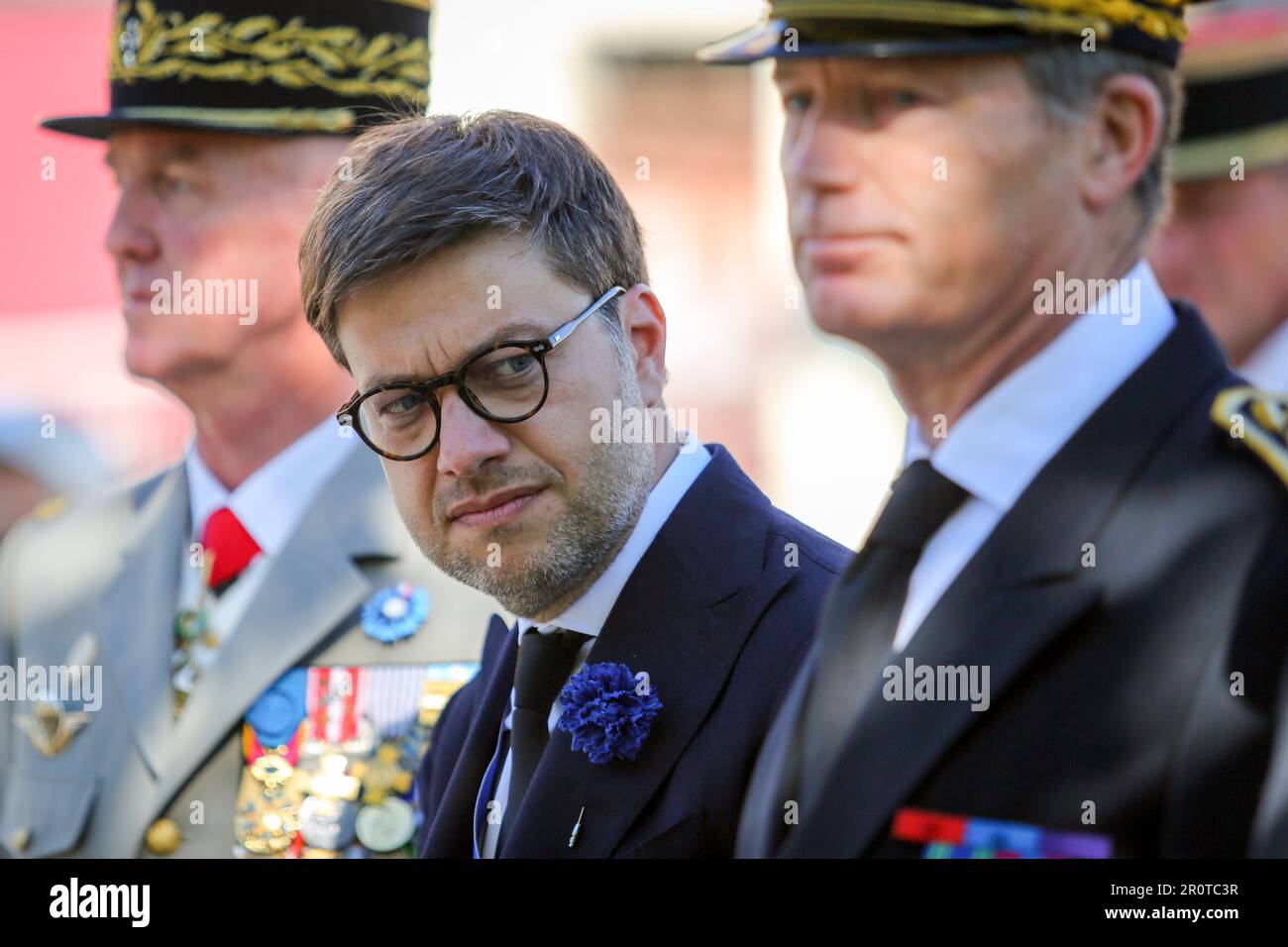 Marseille, France. 08th May, 2023. Benoit Payan (C), mayor of Marseille ...