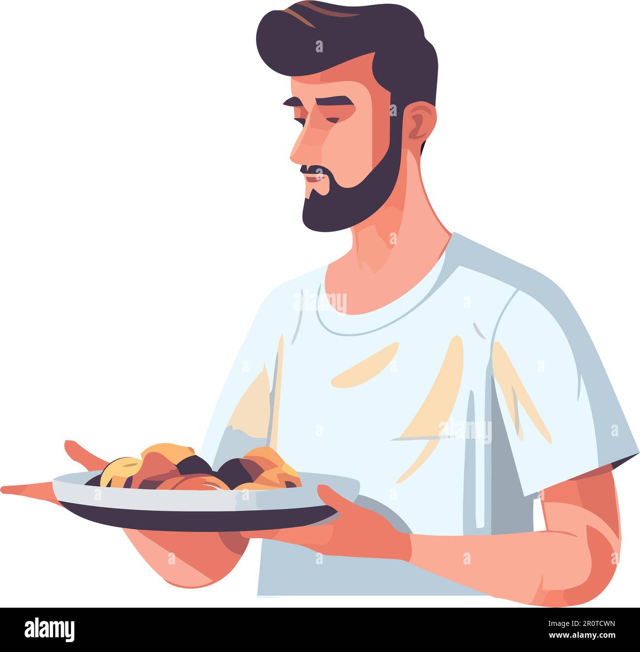 Smiling chef holding fruit Stock Vector Images - Alamy