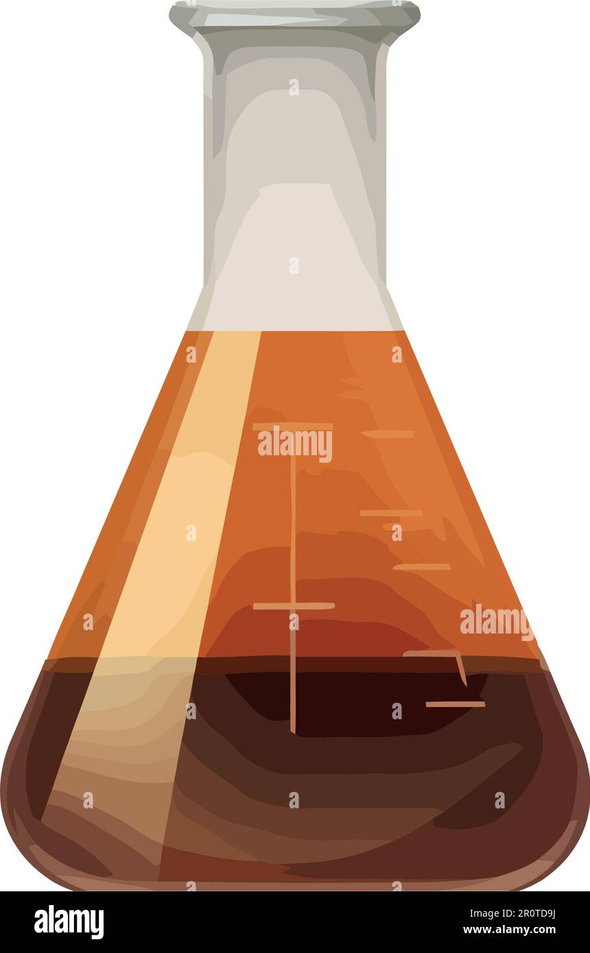 Transparent beaker holds yellow liquid for scientific experiment ...